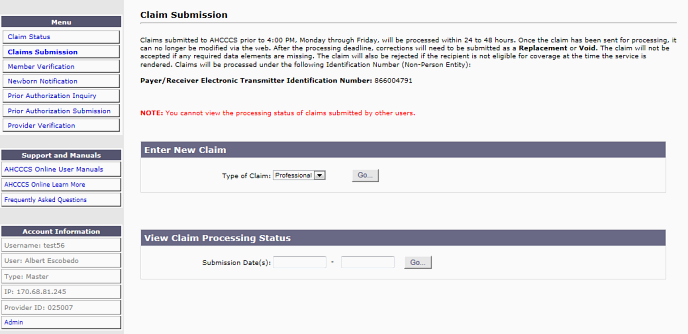 Online Claim Submission - 1500 Form
