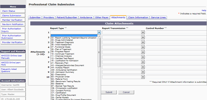 Online Claim Submission - 1500 Form
