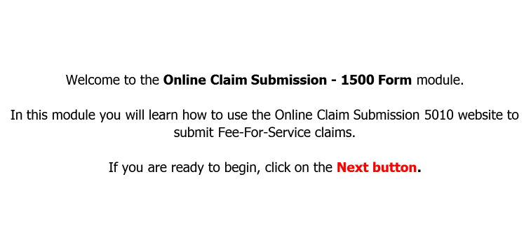 Online Claim Submission - 1500 Form