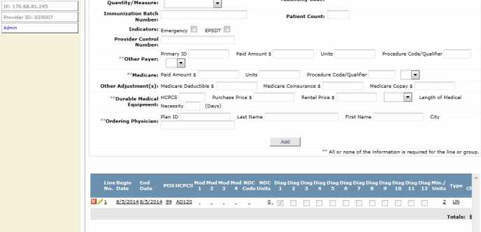 Online Claim Submission - 1500 Form